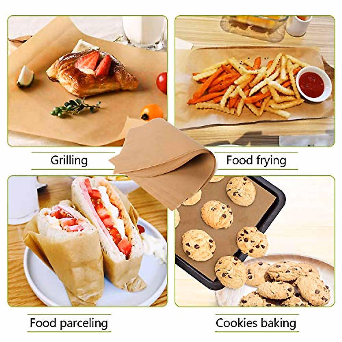 QYH 300 Pcs Parchment Paper Sheets for Baking, 8x12 Inches Unbleached Precut Parchment Paper for Baking Cookies, Frying, Air Fryer, Cooking, Grilling Rack, Oven