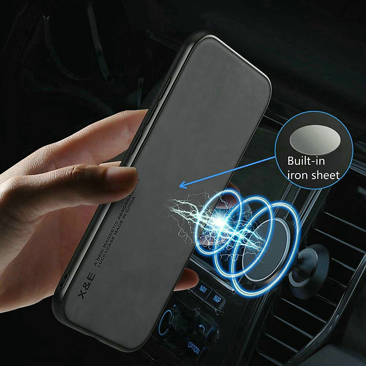 Kepuch Silklike Case for Oppo Reno 10/Reno 10 Pro - Black Hybrid Case with Built-in Metal Plate, Supports Magnetic Car Holder, Precise Cutouts, Avoids Fingerprints and Dust