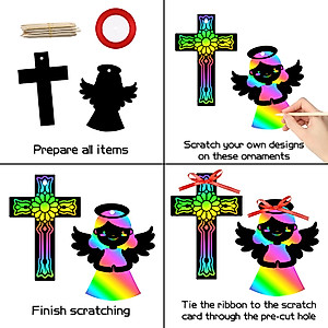 WATINC 80pcs Nativity Jesus Birth Scratch Paper Art Ornaments for Kids School Christmas DIY Religious Themed Party Magic Color Scratch Off Card Hanging Craft Jesus is The Reason for The Season
