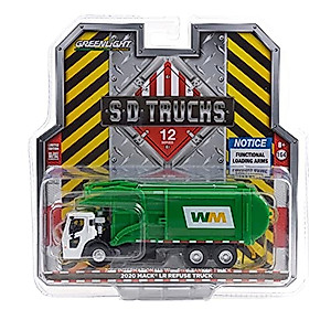 Waste Management 2020 Mack LR Refuse Garbage Truck, White and Green - Greenlight 45120C/48 - 1/64 Scale Diecast Model Toy Car