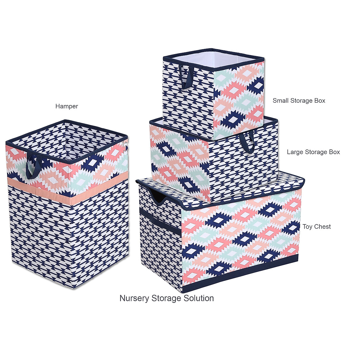 Bacati Aztec Emma Girls Fabric Memory/Memo Photo Bulletin Board, Coral/Mint/Navy