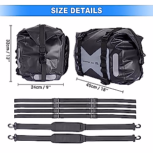 OXMART Motorcycle Saddlebags PVC 500D Motorcycle Luggage Saddlebags with Reflective Strip Zipper Closure Waterproof Motorcycle Dry Bag for Traveling Hiking Boating Camping Fishing 50L Grey