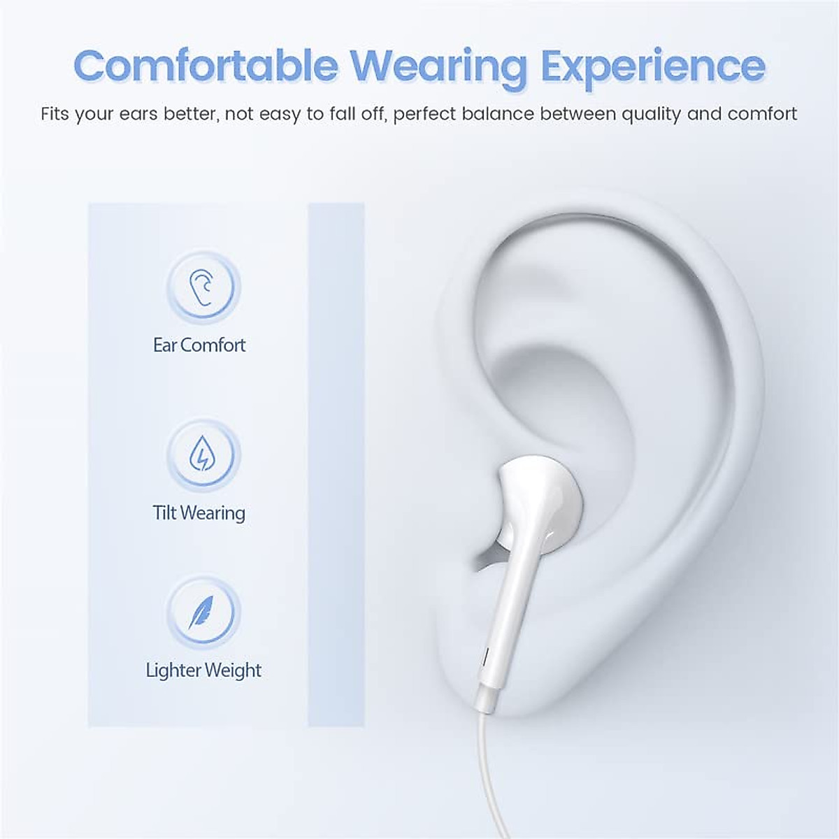 2 Pack-Apple Earbuds for iPhone Headphones Lightning Connector [Apple MFi Certified] Wired Earphones Built-in Microphone & Volume Control Compatible with iPhone 14/13/12/11/XR/XS/X/7/8