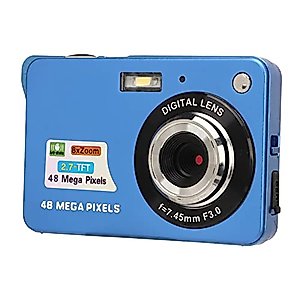 4K Compact Digital Camera, 48MP 2.7in LCD Screen Pocket Camera for Kids, 8X Zoom Rechargeable Students Vlogging Camera Support 128GB TF Card for Gifts, Beginners (Blue)