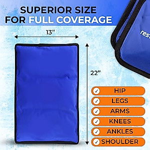 Rester's Choice Extra-Large Gel Ice Pack (13" x 22") - Reusable, Flexible, Durable - Ideal for Back, Shoulder, Knee (Blue, 1 Pack, X-Large)