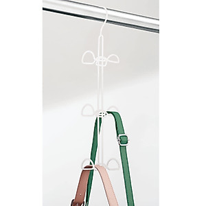 mDesign Metal Wire Over The Closet Rod Hanging Storage Organizer Hanger for Storing and Organizing Purses, Backpacks, Satchels, Crossovers, Handbags - 2 Pack - White