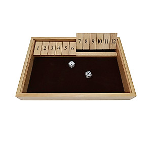 Deluxe Wood 12 Numbers Shut The Box Game