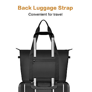 MOSISO Laptop Tote Bag Compatible with MacBook, 17-17.3 inch Notebook and Chromebook, Lightweight Polyester Work Travel Business Briefcase with Adjustable Depth at Bottom & Trolley Belt, Black