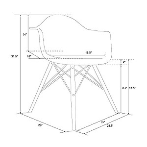 DHP Mid Century Modern Chair with Wood Legs, White