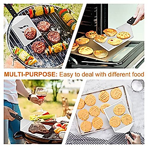 Joyfair Metal Burger Spatulas Set of 2, Stainless Steel Hamburger Turner for Griddle Flat Top Barbecue, Large Wide Thick Spatula with Hook, Great for Grilling Flipping Cooking Kitchen Restaurant