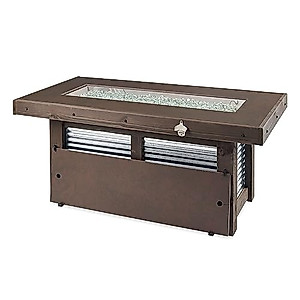 Outdoor GreatRoom Co Propane Fire Pit Table - Denali Gas Fire Pits for Outside Patio - 56 Inch Rectangular Concrete Firepit Fire Table with Matching Tabletop Cover, Metal & Wood Base, 80,000 BTU