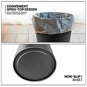 MoNiBloom 1.3 Gallon Small Waste Basket Office Bathroom Bedroom Garbage Container Bin Slim Metal Round Recycling Open Top 5-Liter Wastebasket Home Living Laundry Room Dorm Under Desk (Black, 2-Pack)