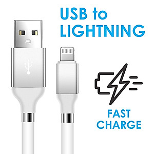 Aduro Magnetic Self Winding Fidget Lightning iPhone Charger Cable MFi Certified Charging Cable Cord For iPhone 12 11 Xs Max XR X 8 Plus 7 Plus 6S 6 Plus SE 2020 5S iPad Pro iPod Airpods 3 Foot (White)