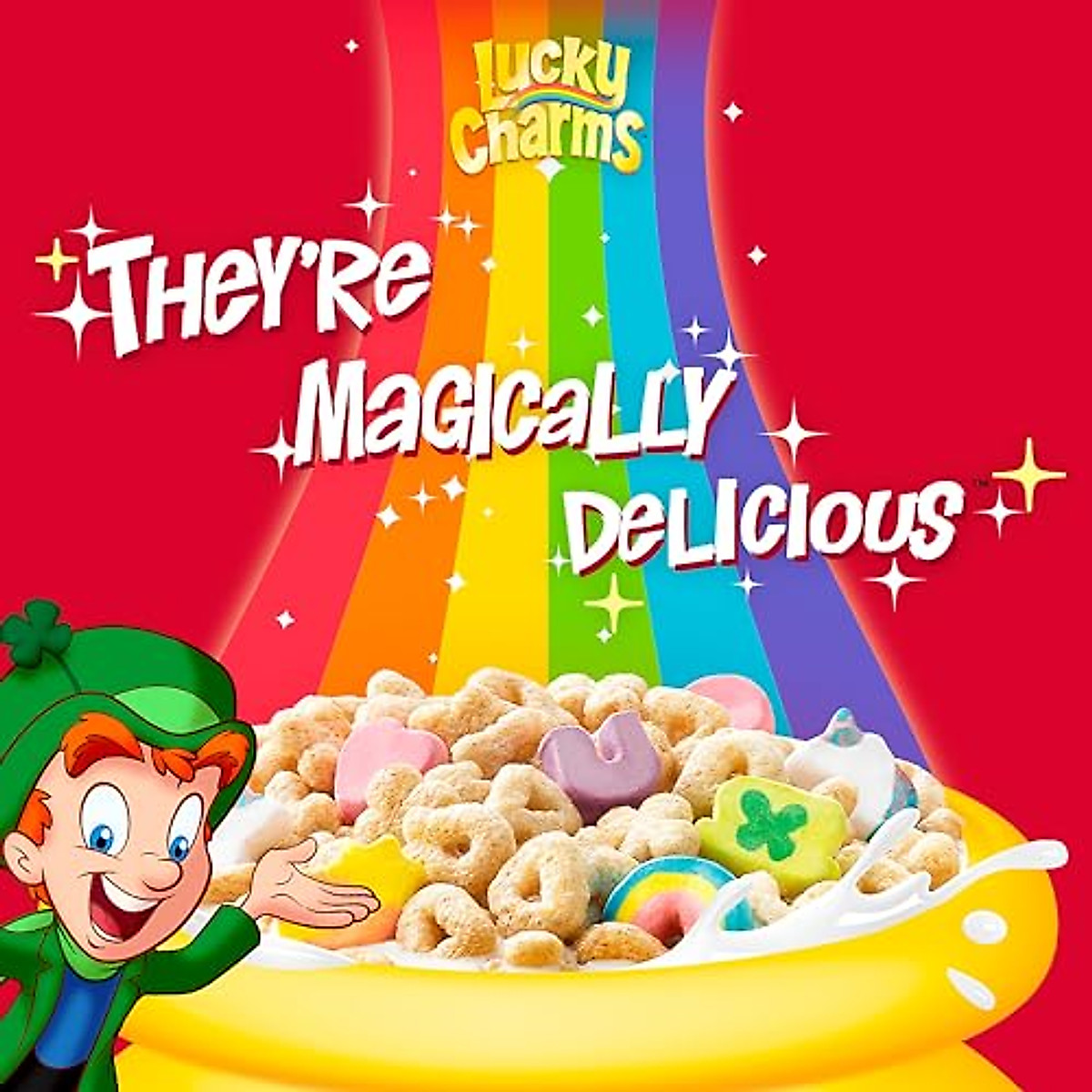 Lucky Charms Gluten Free Cereal with Marshmallows, Kids Breakfast Cereal, Made with Whole Grain, Giant Size, 26.1 oz
