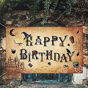 Wizard Birthday Party Supplies Wizard Backdrop Banners Birthday Background Magical Wizard Banner Welcome Sign for Boys Girls Photography Birthday Photo Booth Wizard Wall Decor 6 x 3.6 Feet (Train)