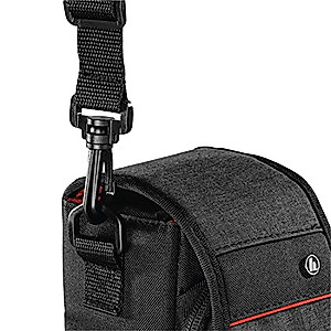 Hama Camera bag Valletta (size 90, compact case, strap, flap with closure, all brands such as Nikon, Canon, Olympus, Sony, …) Black/Red