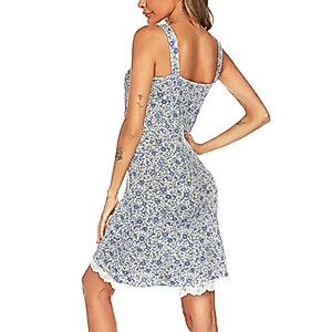 ENJOYNIGHT Women's Nightgown Chemise Nightshirt Full Slips Sleepwear Soft Nighty Lace Sleep Shirt(Flower, X-Large)