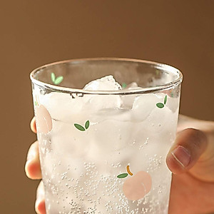 Hemoton 4pcs Glass Coffee Cups Drinking Glasses Glass Mugs with Fruit Pattern for Drinks Water Juice Beer Cocktail(Random Pattern)