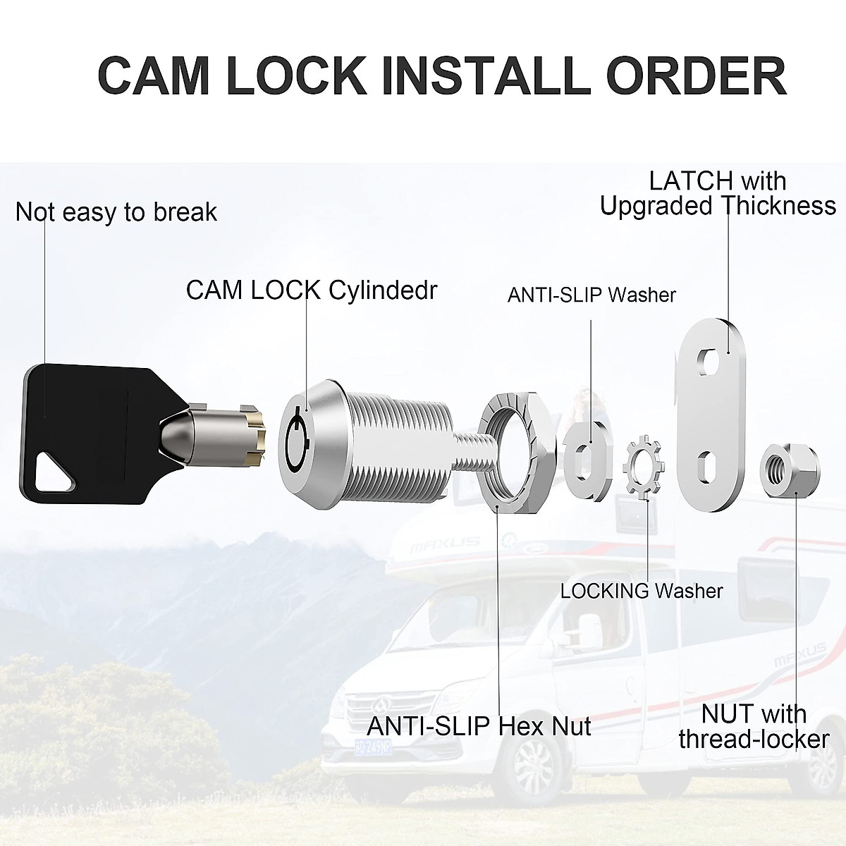 inBovoga 6 Pack Cabinet Lock with Keys, 7/8" RV Storage Locks, Tubular RV Cam Lock for RV Compartment Storage Door Tool Box File Cabinet Drawer, Zinc Alloy