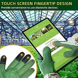 WANCHI Cowhide Leather Thorn Proof Gardening Gloves Medium + Long Sleeve Garden Gloves Small