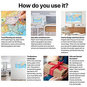 NOWMAP AquaShield Double-Sided World and USA Map Waterproof 2 Wall Map Set 24x36 - Folded Edition with (Pin Stickers)