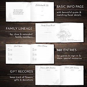 Elegant Black Funeral Guest Book, 10 x 8 Inches 120 Pages Guest Book for Funeral, 360 Entries Guest Book for Funeral and Memory, Memorial Service Guest Book with Pen and Sign, Memorial Guest Book