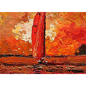 SOLD Crimson Sundown, Seascape Sunset Painting By Internationally Renown Painter Andre Dluhos