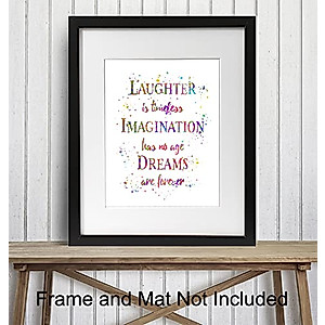 Laughter Inspirational Quote Home Decor - Dreams 8x10 Wall Art Decoration Poster print for Baby, Boy, Girl or Kids Bedroom, Nursery, Office, Living Room - Gift for Fans