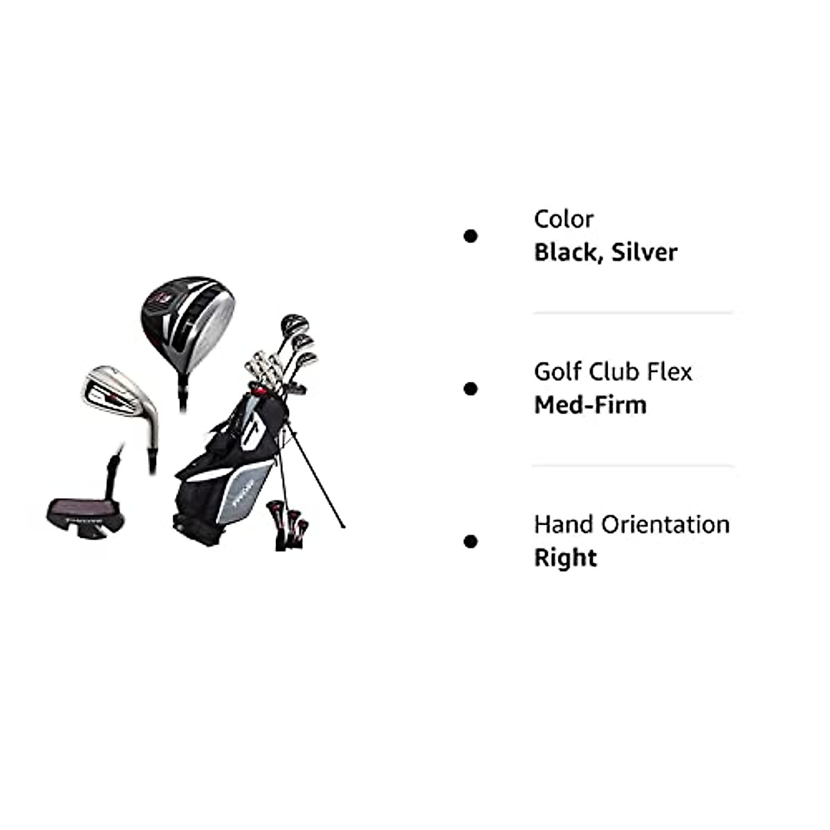 14 Piece Men's All Graphite Complete Golf Clubs Package Set Titanium Driver, Fairway, Hybrid, S.S. 5-PW Irons, Putter, Stand Bag - Choose Right or Left Hand! (All Graphite - Regular Size, Right Hand)