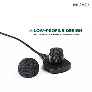 Movo LV-M5 Pin-On Lavalier Microphone for Crisp Audio Capture - Compatible with Cameras, Camcorders, and Recorders with 3.5mm TRS Connector - Pin Mic for Video Recording