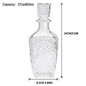 MDLUU Liquor Decanter, Glass Spirits Decanter with Airtight Stopper, Whiskey Vodka Bourbon Decanter Bottle for Gift, Home, Bar, Party Decor, 27oz/800ml (Square)