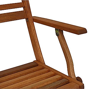 Sunnydaze Meranti Wood Outdoor Folding Patio Armchairs - Set of 2 - Outside Wooden Bistro Furniture for Lawn, Deck, Balcony, Garden and Porch - Teak Oil Finish