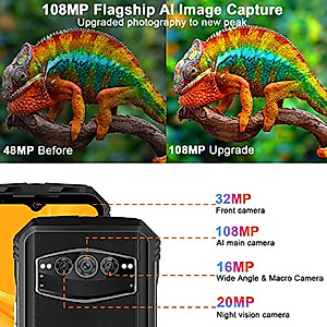 DOOGEE V30 Rugged Smartphone(2023), eSIM Dual 5G 15GB+256GB Rugged Phone Unlocked, 6.6" FHD+ /120Hz Rugged Cell Phone, Dual Hi-Res Speakers, Android 12, 108MP Triple Camera, Night Vision, NFC, OTG