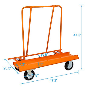 HomVent Heavy Duty Drywall Sheet Cart, 1800lbs Load Capacity Drywall Cart Dolly Drywall Sheet Cart & Panel Dolly Handling Sheetrock Sheet Panel Service Cart with Wheels (1800LBS)