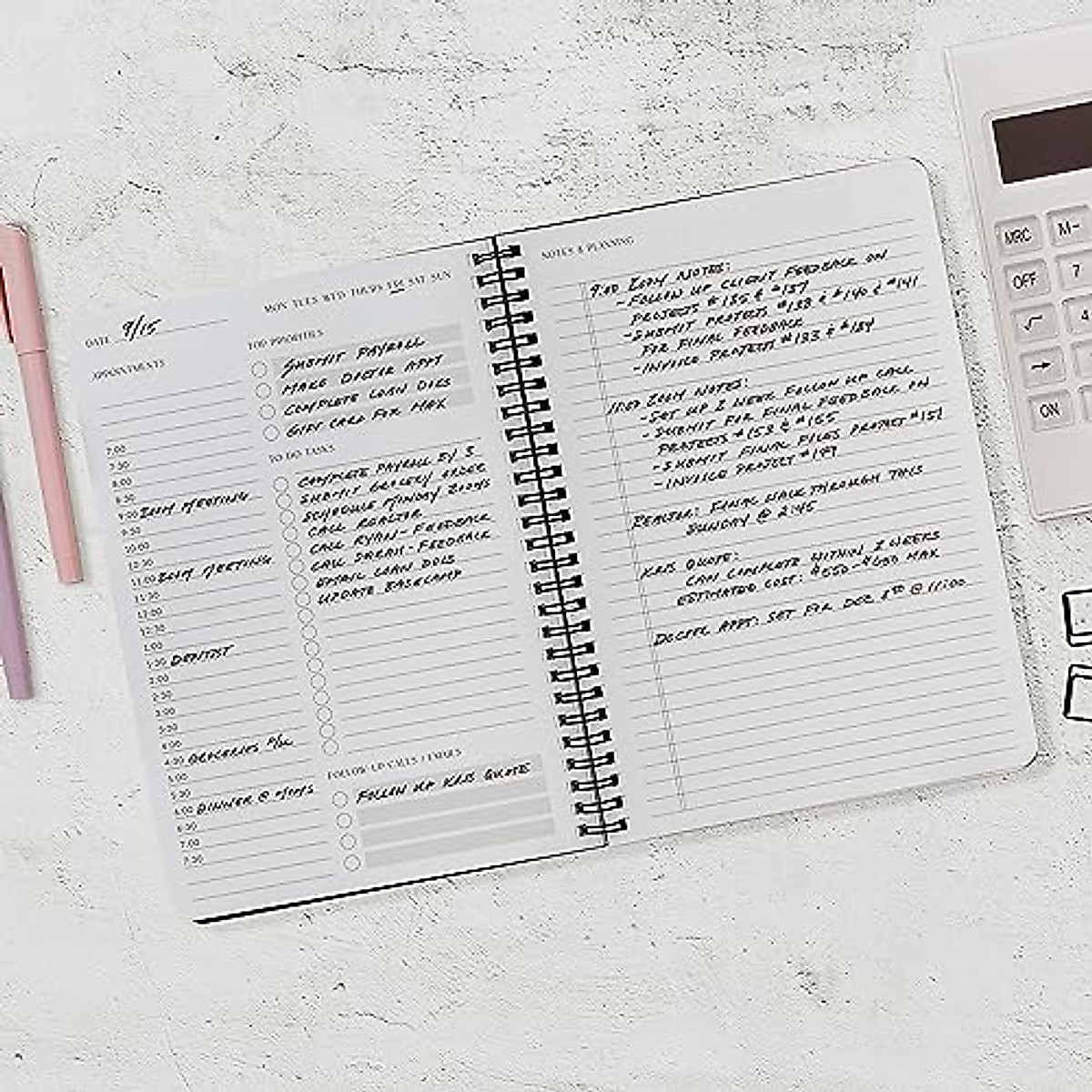 Simplified Daily Planner And Notebook With Hourly Schedule - Aesthetic Spiral To do List Notepad to Easily Organize Your Tasks And Appointments - Stylish Book And School Or Office Supplies For Women