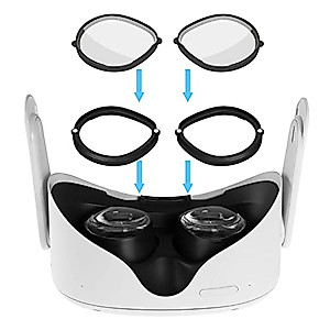 Geekria VR Lens Protector Compatible with Meta Quest 2, Virtual Reality Gaming Accessories, Magnetic Frame Anti-Blue Glass Layer Lens Anti Scratch Ring (1 Pair)