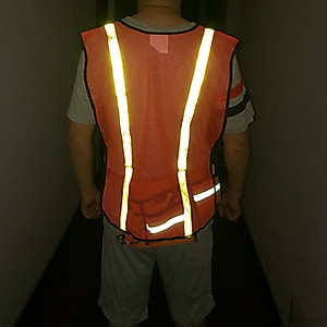 zojo High Visibility Safety Vests 10 Packs,Adjustable Size,Lightweight Mesh Fabric, Wholesale Reflective Vest for Outdoor Works, Cycling, Jogging, Walking,Sports - Fits for Men Women (Neon Orange)