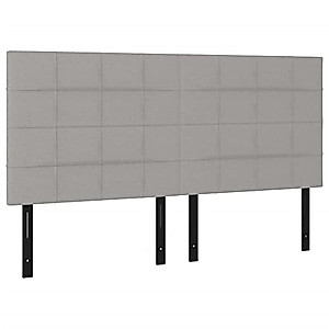 loibinfen King Fabric Box Spring Bed with Mattress Set,Included 1 x Bed Frame/1 x Headboard/1 x Mattress/1 x Mattress Topper, Light Gray with Black Legs(Style C)