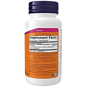 NOW Supplements, MK-7 Vitamin K-2 100 mcg, Cardiovascular Support*, Supports Bone Health*, 120 Veg Capsules