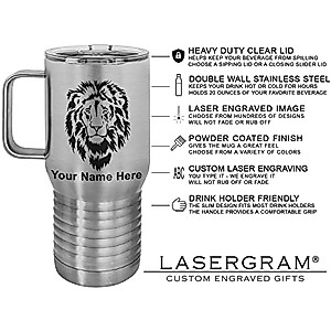 LaserGram 20oz Vacuum Insulated Travel Mug with Handle, Bible Verse John 3-16, Personalized Engraving Included (Stainless)