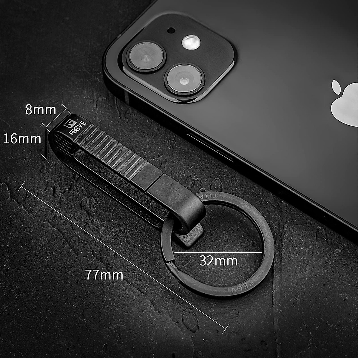 TISUR Belt loop keychain, Titanium belt clip Key Holder with titanium key ring, Gifts for Men Women