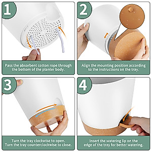 GARDIFE Plant Pots 8/7/6.5/6/5.5/5 Inch Self Watering Planters with Drainage Hole, Plastic Flower Pots, Nursery Planting Pot for All House Plants, African Violet, Flowers, and Cactus,White