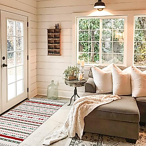 HiiARug Boho Decor Runner Rug 2'x4'4" Tufted Area Rug with Tassels Machine Washable Runner Rugs for Hallway Living Room Front Porch Patio Balcony Bedroom