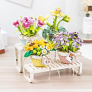 QLT Mini Bricks Flower Mini Sunflower Bonsai Tree Building Block Set 2PCS Botanical Collection Construction Building Toy, Creative Gift for Her Girls Women Adults 6+（Not Compatible with Lego Set ）