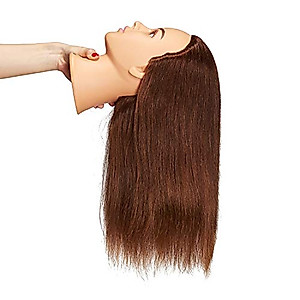 Hairingrid Mannequin Head 20"-22" 100% Human Hair Hairdresser Cosmetology Mannequin Manikin Training Head Hair and Free Clamp Holder (1906LB0414)