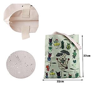 ZJXHPO The Legend Of Dad Tote Bag Zelda Korok Reusable Grocery Shopping Bag Zelda Shoulder Bag Korok Dad Handbag Gamer Gift (Green Tote)