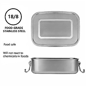 Arora Stainless Steel Bento Lunch Box - 1500ml w/Divider, 2 Compartments, Eco & Recyclable Food Container, Leakproof & Dishwasher Safe, BPA Free, On-the-Go Eating Design for Adults & Teens