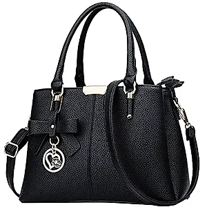 KKXIU 3 Zippered Compartments Purses and Handbags for Women Top Handle Satchel Shoulder Ladies Bags (A-Black)