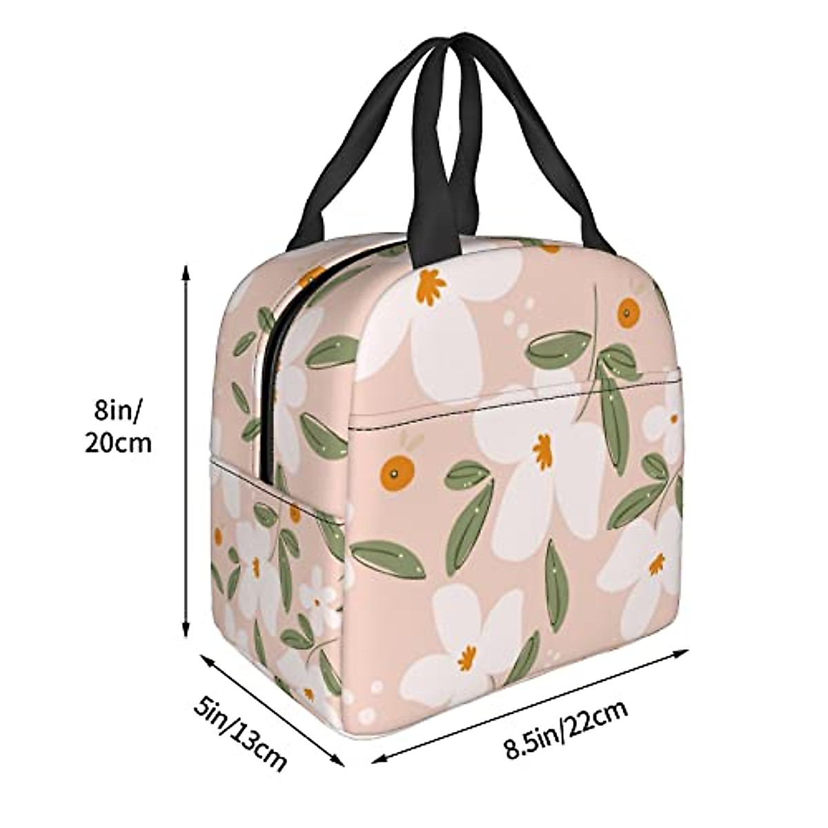 Lunch Bag Floral And Dot Shapes Insulated Lunch Box Back To School Reusable Bags Meal Portable Container Tote For Boys Girls Travel Work Picnic Boxes