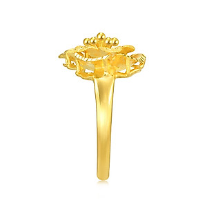 CHOW SANG SANG 999.9 24K Solid Gold Price-by-Weight 7.11g Gold Flower Ring for Women and Wedding Occasion 86577R | Size Adjustable